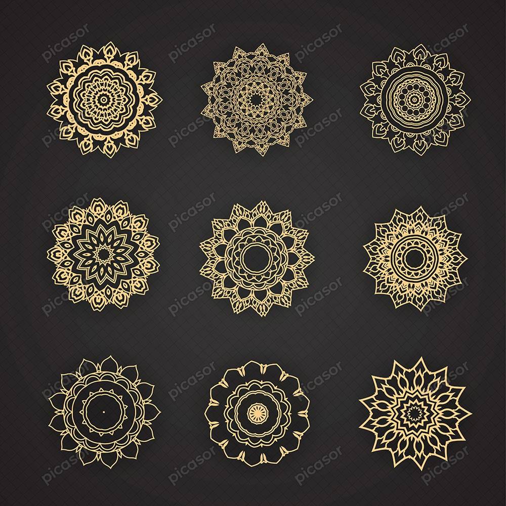 9 وکتور تذهیب شمسه و ستاره و گل تزیینی » پیکاسور