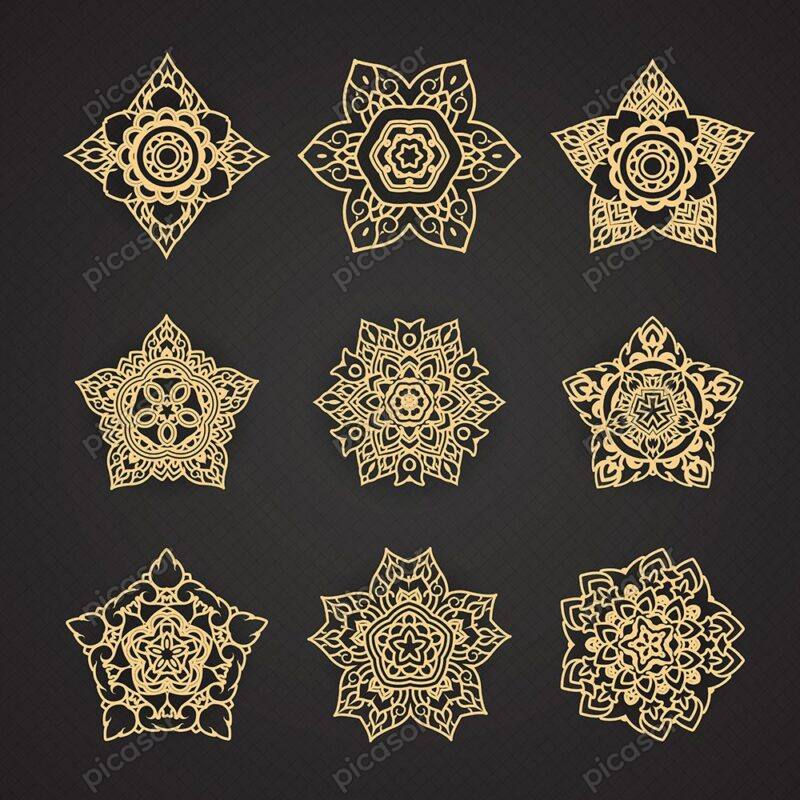 9 وکتور تذهیب شمسه و ستاره و گل تزیینی » پیکاسور