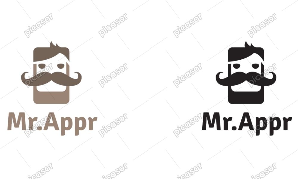 2 وکتور لوگو موبایل با سیبیل - وکتور لوگو اپلیکیشن » پیکاسور
